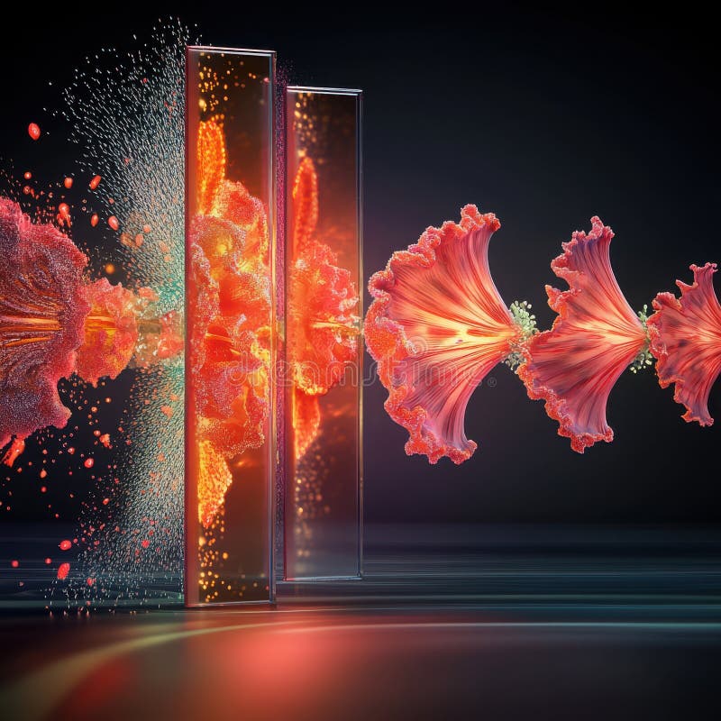 Vibrant Abstract 3D Render of Red-orange Fluid-like Shapes Stock ...