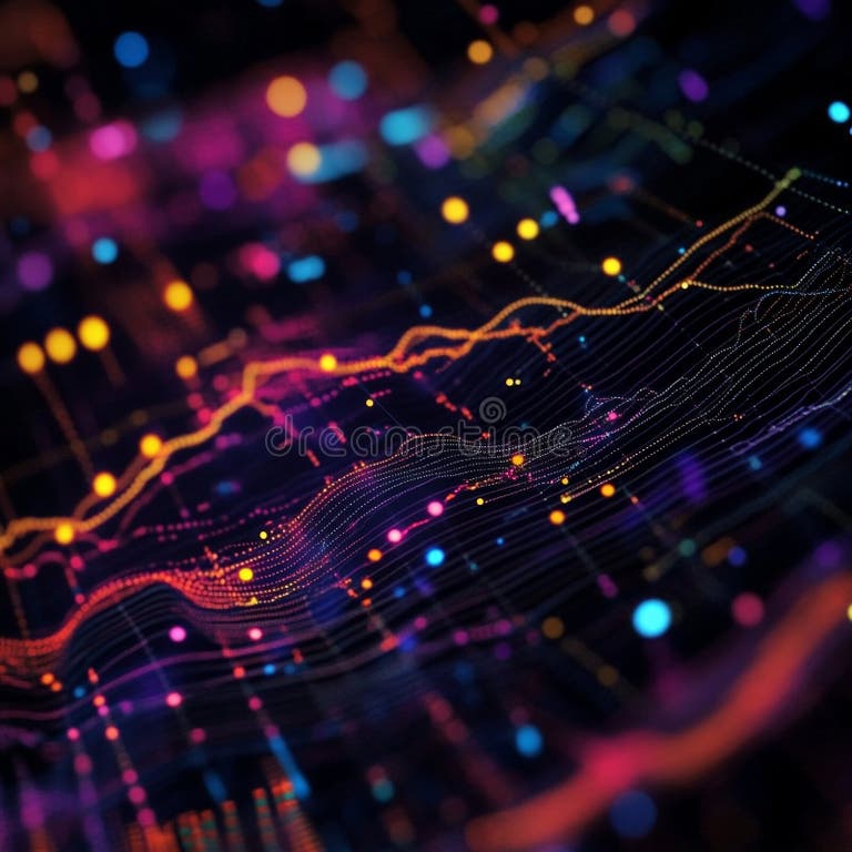 Vibrant Abstract Data Visualization with Colorful Curves and Digital ...