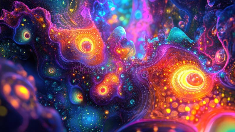 A Vibrant, Abstract Depiction of Cosmic Colors and Swirling Patterns ...