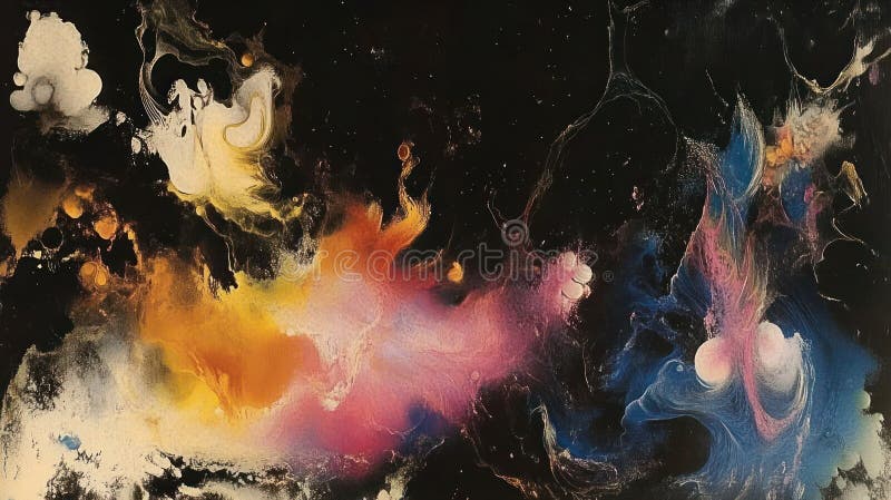 A Vibrant Abstract Depiction of Cosmic Elements with Swirling Colors ...