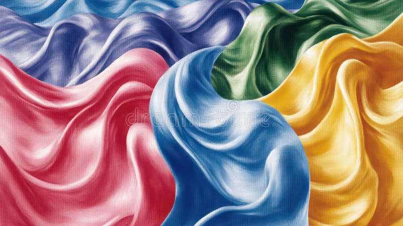 A Vibrant Abstract Depiction of Flowing Fabrics in Various Colors ...