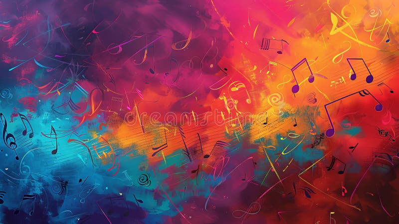 A Vibrant, Abstract Design with Bold Colors and Subtle Musical Notes ...