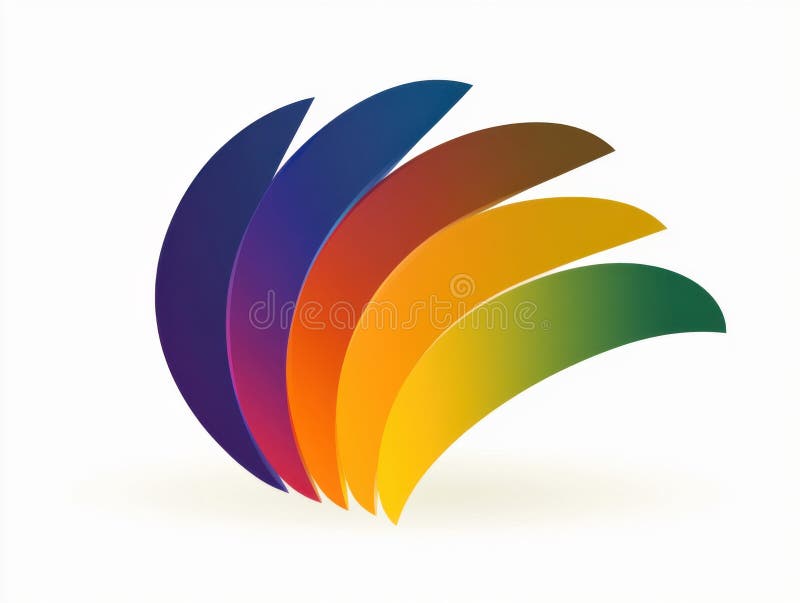 Vibrant Abstract Design with Curved Multicolored Elements on White ...