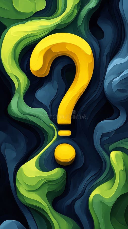Abstract Green Background with a Prominent Yellow Question Mark and ...