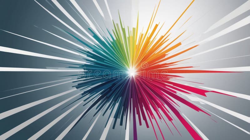 Abstract Colorful Burst with Radiating Lines on a Gray and White ...