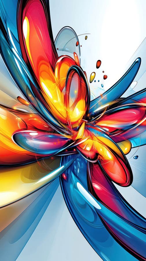 A Vibrant, Abstract Design Featuring Flowing Shapes and Bright Colors ...