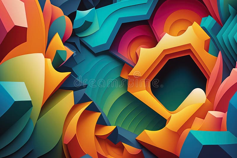 Vibrant Abstract Design with Interlocking Polygon Shapes Stock ...