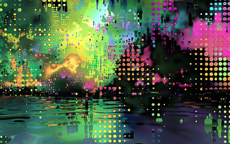 Vibrant Abstract Digital Art with Colorful Dotted Patterns Over ...
