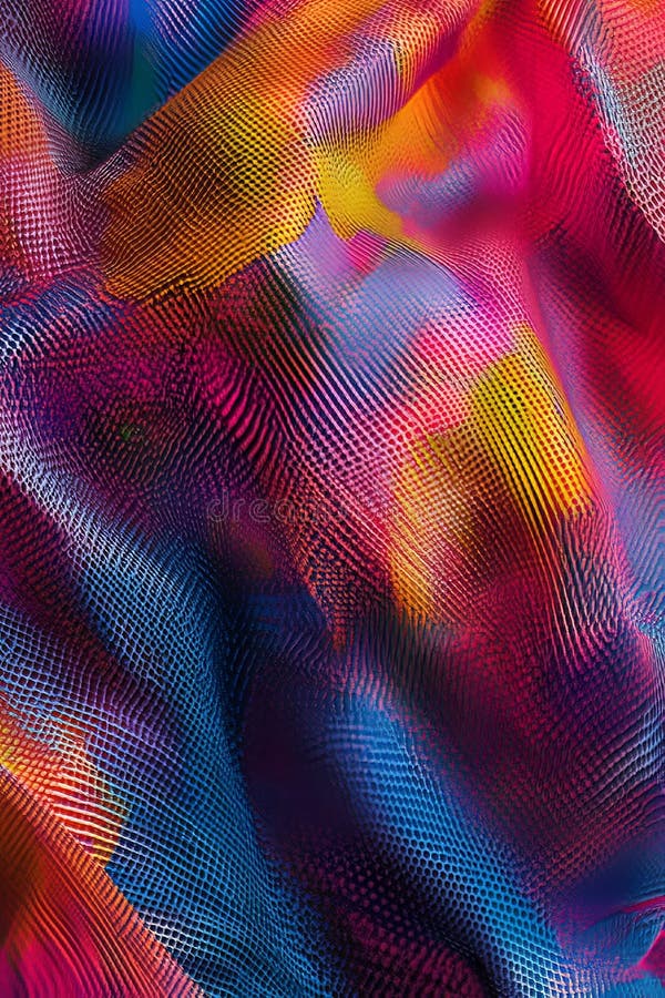 Vibrant Abstract Digital Art with Colorful Mesh Texture in Dynamic Wave ...