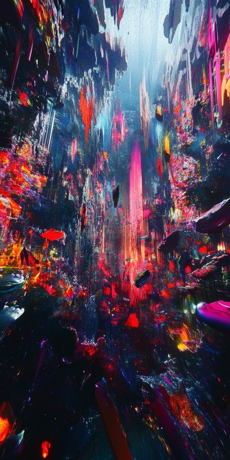 Vibrant Abstract Digital Art with Dynamic Colors and Futuristic ...