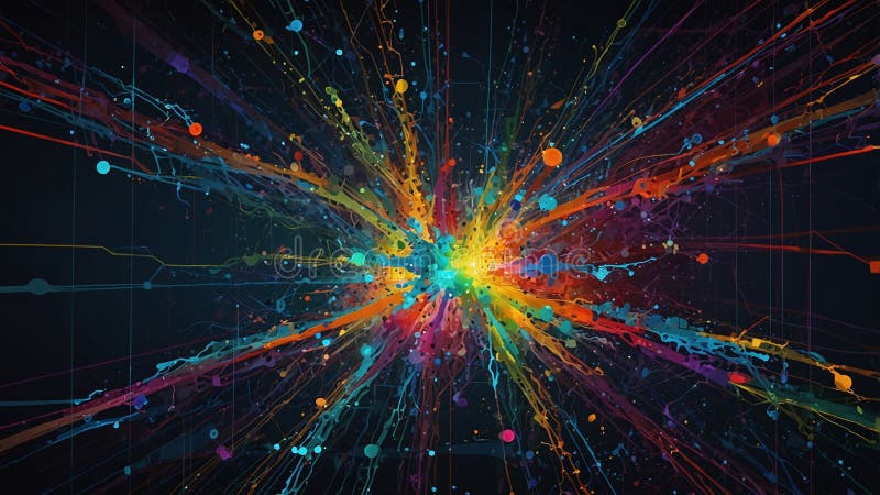 Vibrant Abstract Digital Art with Explosive Burst of Rainbow Colors on ...