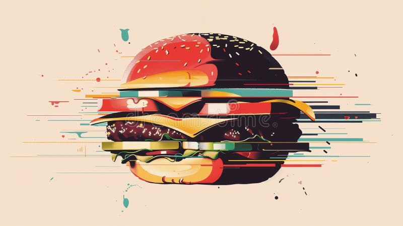 Abstract Cheeseburger: a Digital Art Representation of a Classic Burger ...