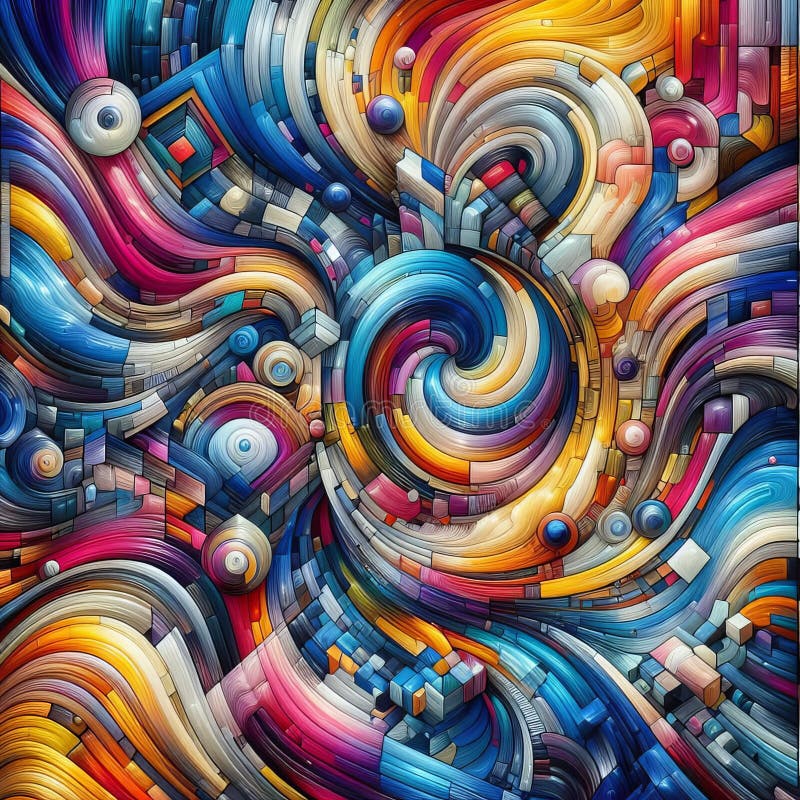 Vibrant Abstract Digital Art with Swirling Patterns Stock Photo - Image ...