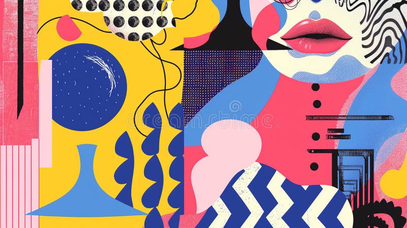 Abstract Collage with Vibrant Colors.Geometric Flow Stock Illustration ...