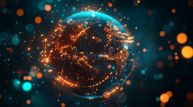 A Vibrant Abstract Digital Globe Representation with Intricate Patterns ...