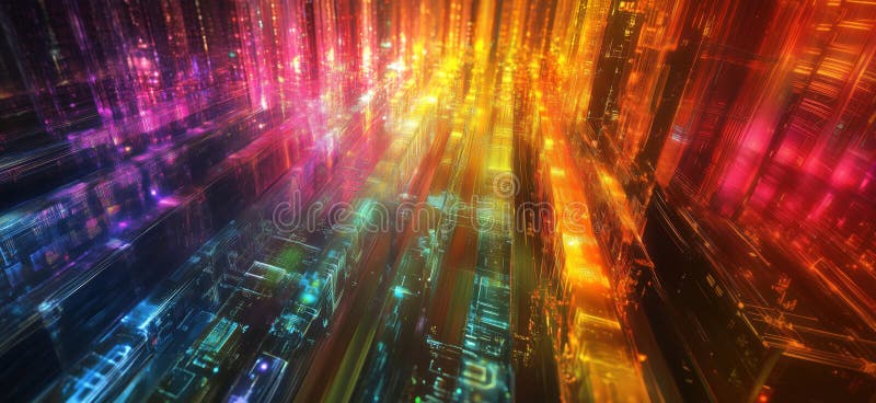 Vibrant Abstract Digital Landscape with Colorful Light Trails and ...