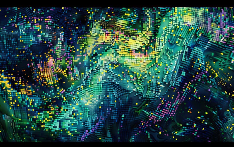Vibrant Abstract Digital Matrix Art with Colorful Pixel Patterns and ...