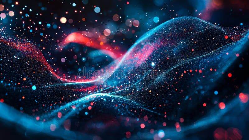 Abstract Digital Wave of Particles with Bright Glowing Lights Stock ...