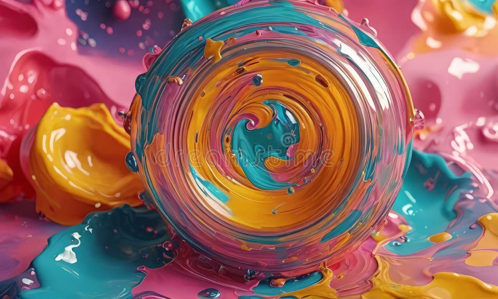 Vibrant, Abstract Donut-shaped Object is Surrounded by Swirling Array ...