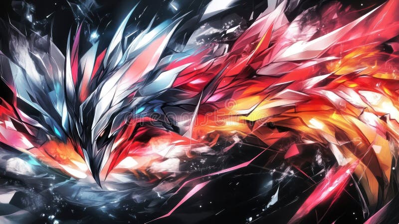A Vibrant, Abstract Dragon-like Creature Composed of Colorful Shards ...