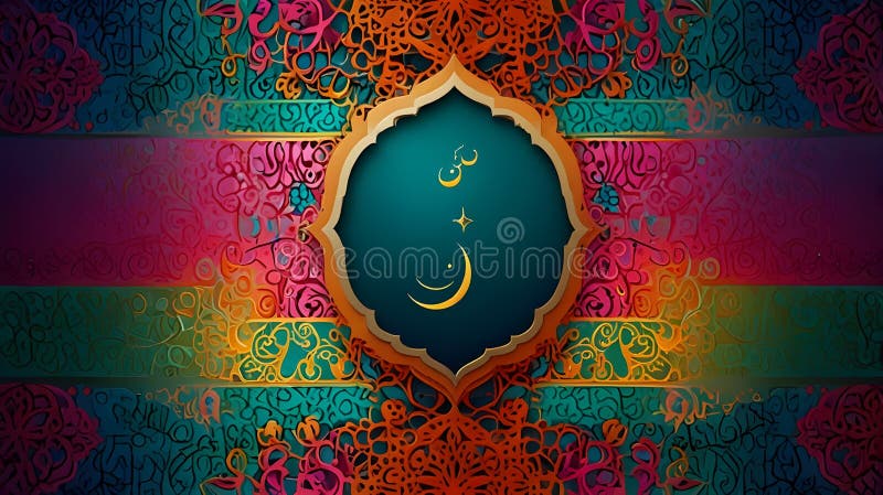 Vibrant Abstract Eid Background with Colorful Arabic Patterns Stock ...