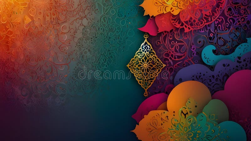 Vibrant Abstract Eid Background with Colorful Arabic Patterns Stock ...
