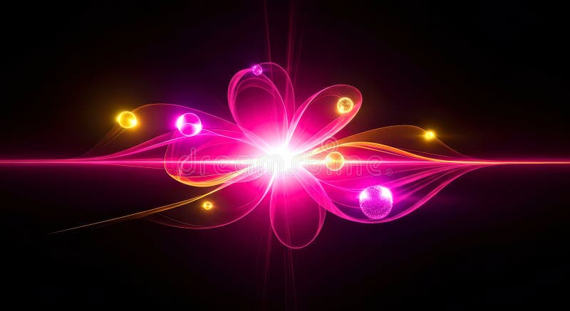 Vibrant Abstract Energy Burst with Neon Light and Spheres Stock ...