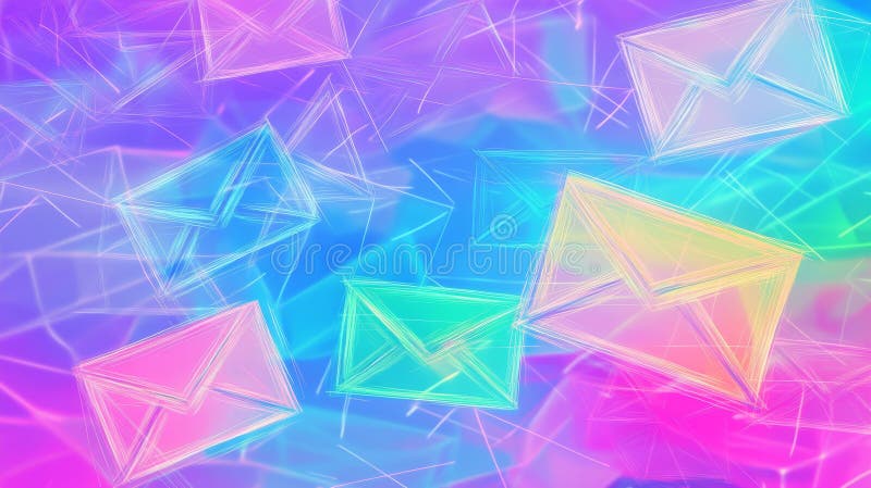 Vibrant Abstract Envelopes Floating on Electric Neon Background Modern ...