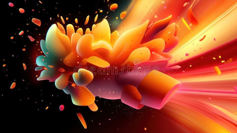 Vibrant Abstract Explosion of Colors and Shapes, Conveying Energy and ...