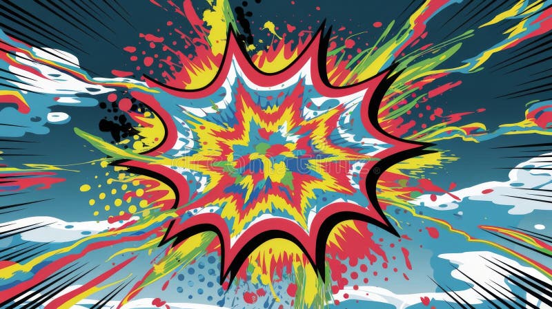 Vibrant Abstract Explosion in Comic Book Style with Colorful Paint ...