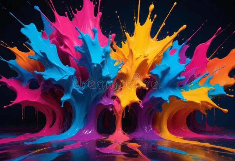 Vibrant Abstract Explosion: Dynamic Paint Splash Symphony Stock ...