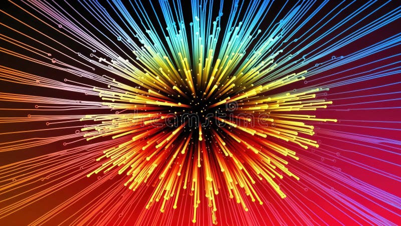 Vibrant Abstract Explosion of Lines Radiating in a Spectrum of Colors ...