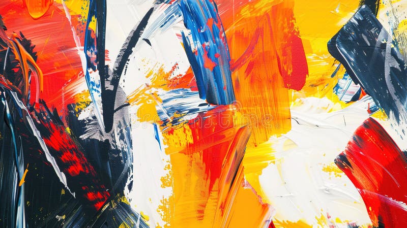 Vibrant Abstract Expressionist Canvas Displaying Dynamic Bold Colors ...