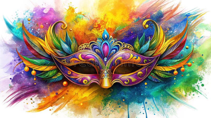 Vibrant Abstract Expressionist Mardi Gras Mask a Dynamic Display of ...