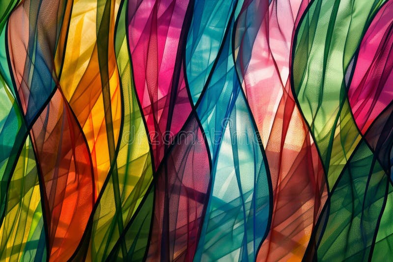 Abstract Background of Vibrant, Waving Fabric with a Play of Shadows ...