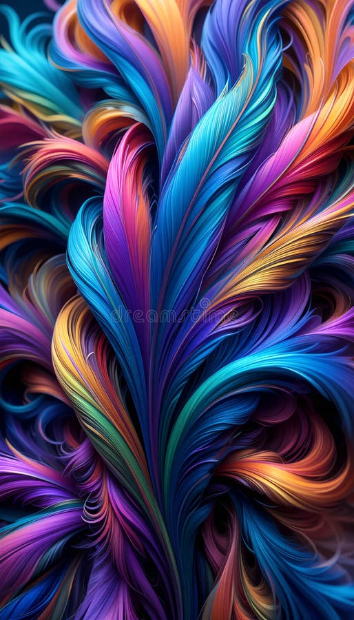 Vibrant Abstract Feather Design Explores a Spectrum of Colors Stock ...