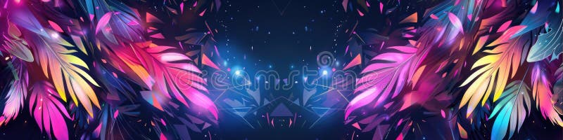 Vibrant Abstract Feather Patterns with Neon Light Effects. AI Stock ...
