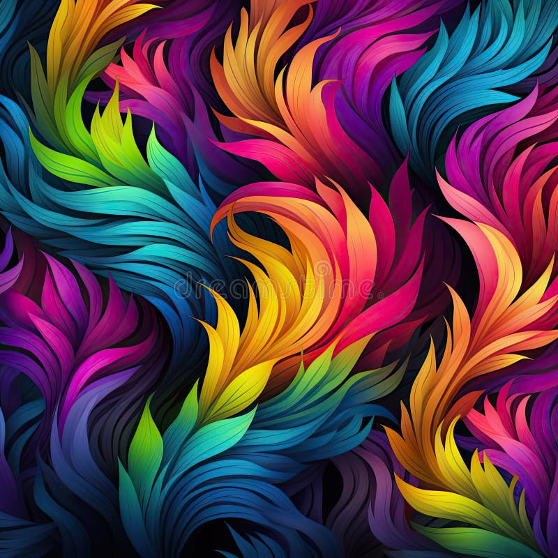 Vibrant Abstract Feather Patterns for Wallpaper Stock Illustration ...