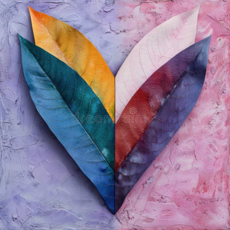 Vibrant Abstract Feather Shapes on Textured Background Stock ...