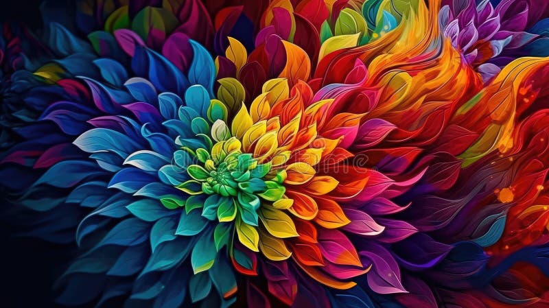 Vibrant Abstract Floral Artwork for Invitations and Posters. Stock ...