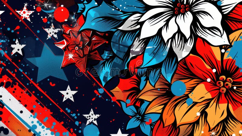 Vibrant Abstract Floral and Starburst Pattern Background Stock Image ...