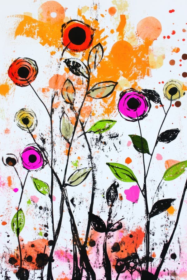 Vibrant Abstract Flower Art with Bold Colors and Modern Style. Stock ...