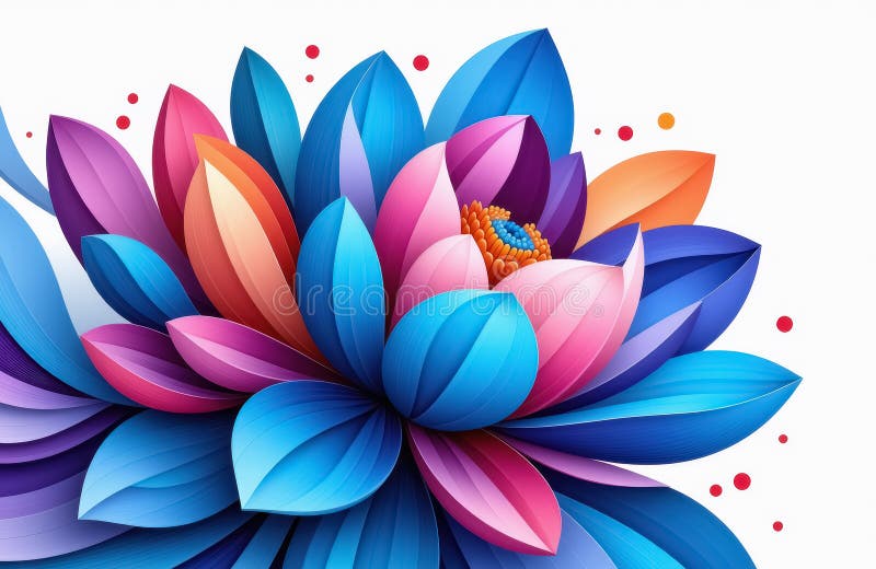 Vibrant Abstract Flower with Multicolored Petals and White Background ...