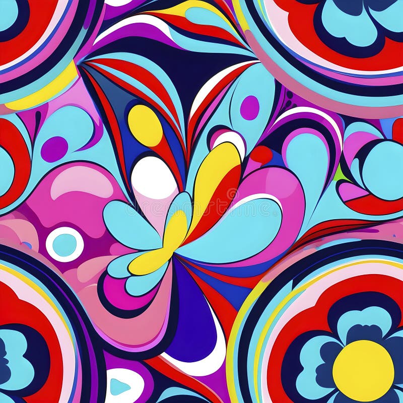 Seamless Floral Pattern with a Psychedelic Twist. Stock Illustration - Illustration of chaotic ...