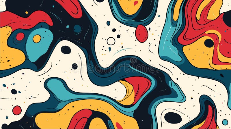 Vibrant Abstract Fluid Doodle Pattern Vector Illustration Stock ...