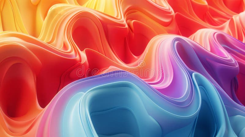 Vibrant Abstract Fluid Waves in Warm and Cool Color Palette for Modern ...