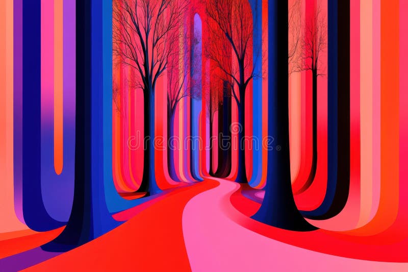 Vibrant Abstract Forest with Optical Illusion Effect for Eye-catching ...