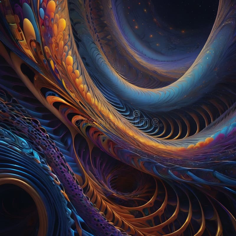 Abstract Digital Artwork Surreal Cosmic Landscape Fractal Patterns ...