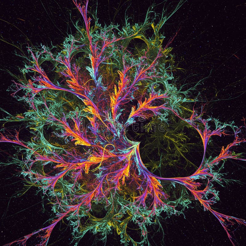 A Vibrant, Abstract Fractal Design Features Colorful, Branching ...