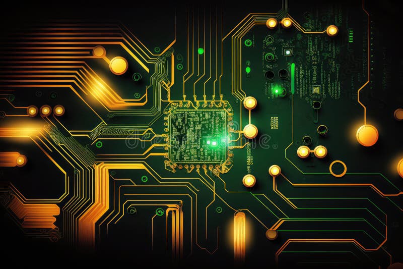 Vibrant, Abstract Futuristic Computer Technology Background with a ...